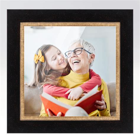 7x7 Frame Gold Real Wood Picture Frame Width 2 25 Inches Interior Frame Depth 0 5 Inches