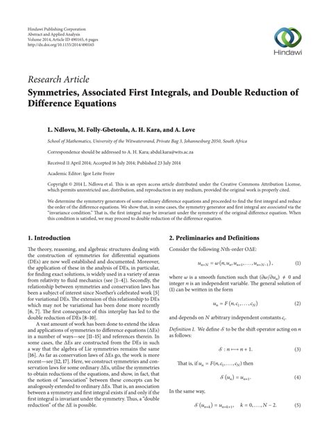 Pdf Symmetries Associated First Integrals And Double Reduction Of Difference Equations