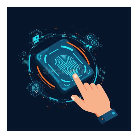 Biometric Fingerprint Password With Padlock Icon Security Concept Stock Illustration