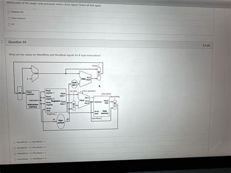 Solved Texts Which Parts Of The Single Cycle Processor Need A Clock Signal Select All That