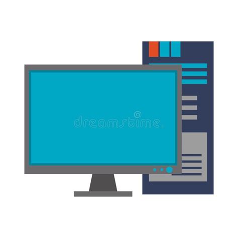 Computer Monitor And Cpu Technology Isolated Stock Vector Illustration Of Isolated Mobility