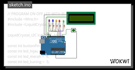 Lampu Conter Tampil LCD Button Wokwi ESP STM Arduino Simulator