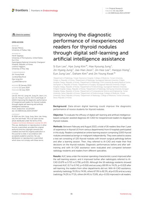 Pdf Improving The Diagnostic Performance Of Inexperienced Readers For Thyroid Nodules Through