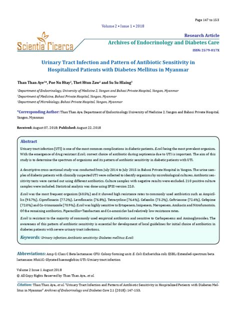 Urinary Tract Infection And Pattern Of Antibiotic Sensitivity In Hospitalized Patients With