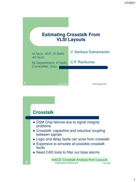 PDF Estimating Crosstalk From VLSI Layouts Presentation Slides