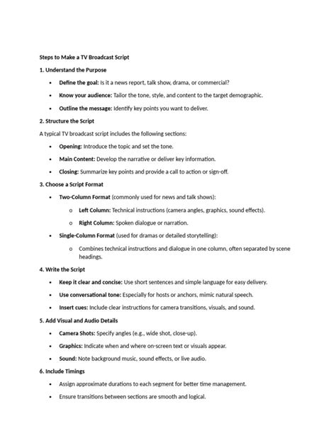 Steps To Make A Tv Broadcast Script Pdf News Human Communication