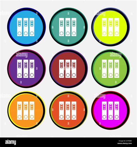 Folder Icon Sign Nine Multi Colored Round Buttons Vector Stock Vector Image And Art Alamy