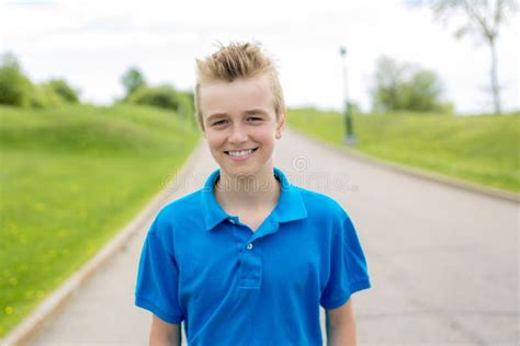 Young Happy Smiling Male Boy Teenager Blond Child Outside in Summer ...