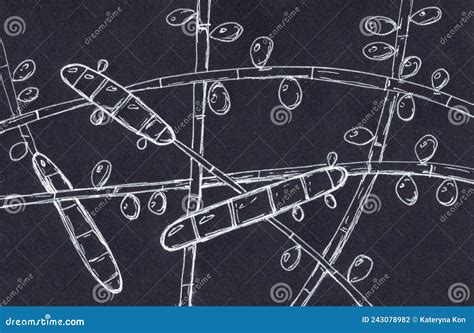 Trichophyton Rubrum Close Up Of Fungi With Fertile Hyphae Macroconidia And Microconidia Vector