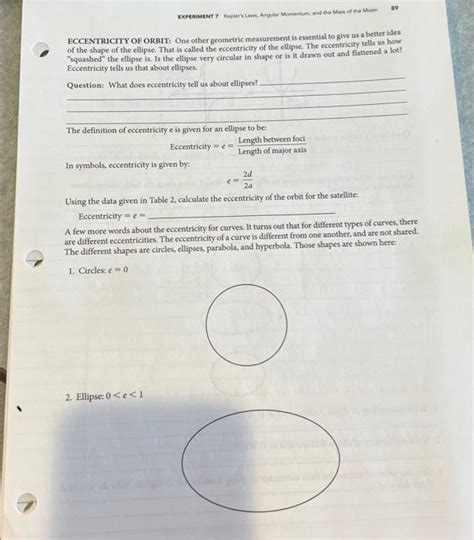 Solved ECCENTRICITY OF ORBIT One Other Geometric Chegg Com