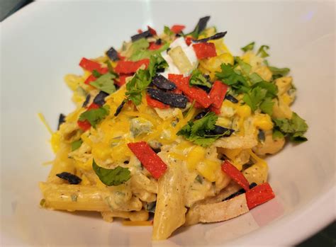 Cheesy Tex Mex Style Chicken Pasta With Cheddar Jack And Poblanos R