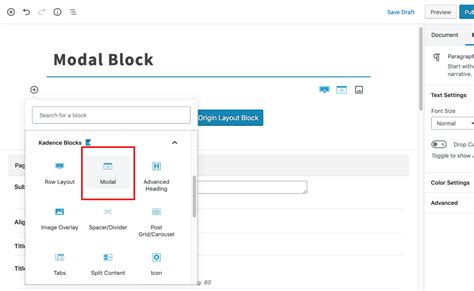 Modal Block Kadence Wp Documentation