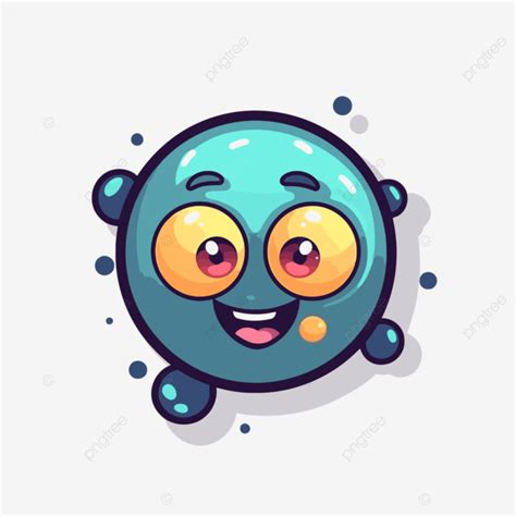 주황색 눈과 노란색 거품이 있는 만화 캐릭터 클립 아트 벡터 고립 된 만화 원자와 스티커 디자인 상표 Png 일러스트 및 벡터 에 대한 무료 다운로드 Pngtree