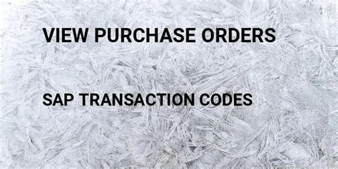 View Purchase Orders Tcode In SAP Transaction Codes List
