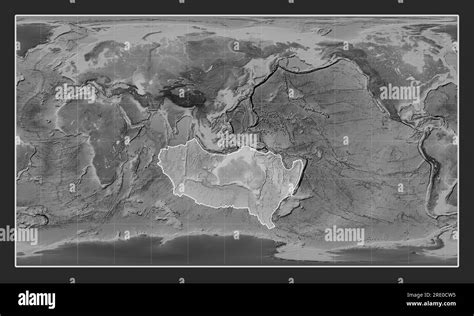 Australian Tectonic Plate On The Grayscale Elevation Map In The Patterson Cylindrical Projection