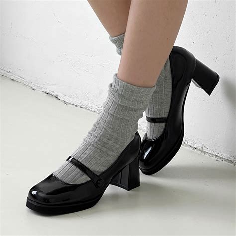 폭신 🌷spring베스트👍 폭신 에나멜 메리제인 통굽 로퍼힐 구두65cm 3211