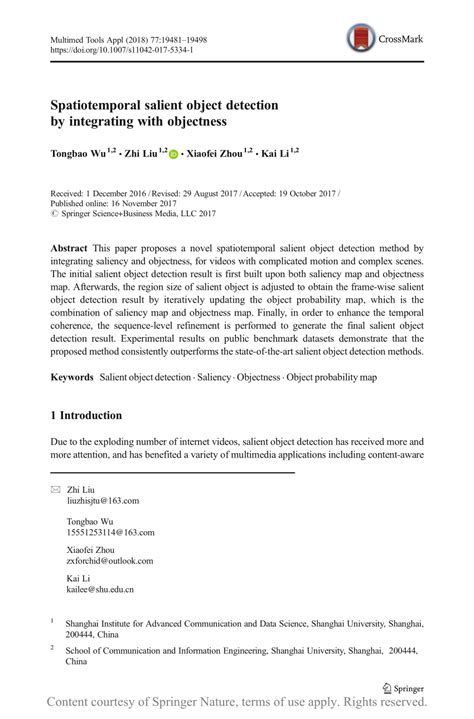 Spatiotemporal Salient Object Detection By Integrating With Objectness Request Pdf