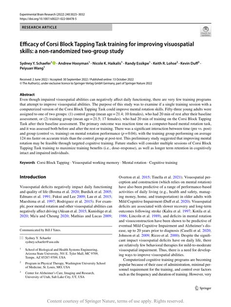 Efficacy Of Corsi Block Tapping Task Training For Improving