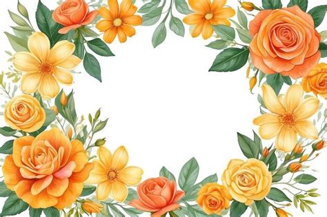 Talitha Rose Yellow Orange Flower Frame Background With White Space