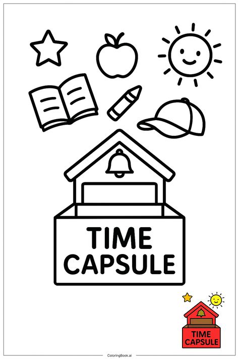 Time Capsule Clip Art Sketch Coloring Page