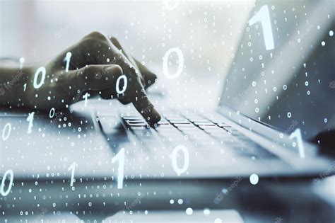 premium photo double exposure of creative abstract binary code