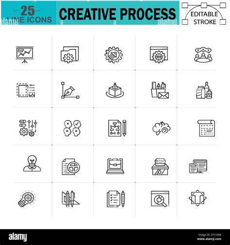 Set of creative process icons. Linear style icon bundle, Vector Illustration Stock Vector Image ...