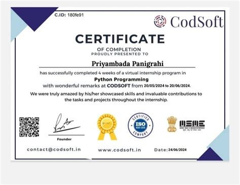 Priyambada Panigrahi On Linkedin Complete Python Internship
