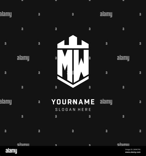 Mw Monogram Logo Initial With Crown And Shield Guard Shape Style Vector