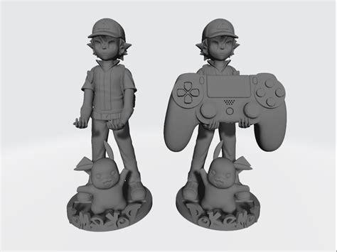 Stl File Soporte Telefono Y Joystick Ash Y Pikachu Pokemon Scuttle