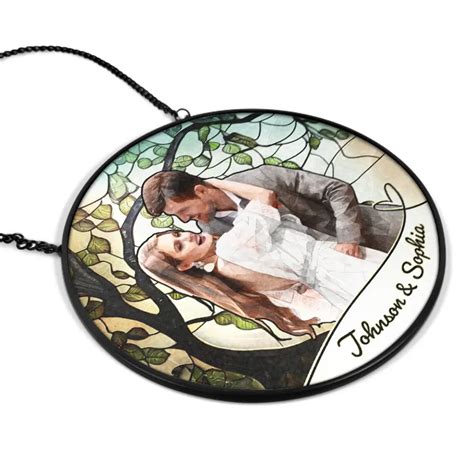 Custom Photo Portrait Couple Wedding Anniversary Personalized Stained