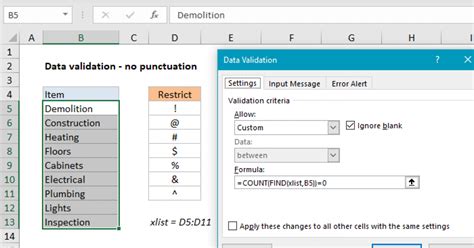 Data Validation No Punctuation Excel Formula Exceljet