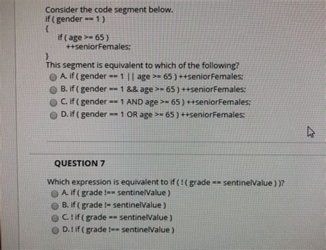 solved consider the code segment below if gender 1 if