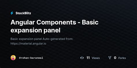 Angular Components Basic Expansion Panel Stackblitz