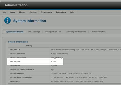 Which Version Of Php Does My Joomla 25 Server Run Inmotion Hosting