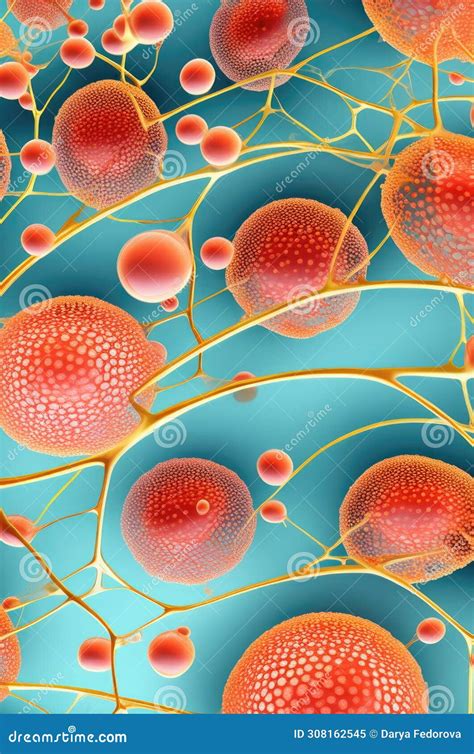 Abstract Organic Cell Structure With Textured Spheres And Network Stock