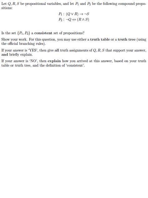 Solved Let Q R S Be Propositional Variables And Let Pi