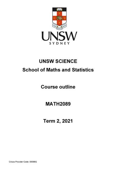 Math2089 T2 2021 Course Outline Numerical Methods And Statistics