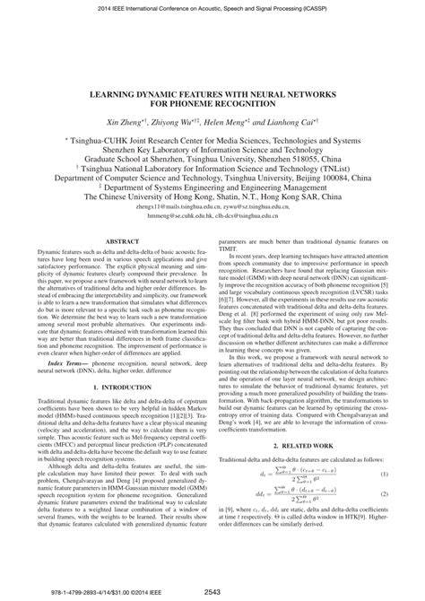 Pdf Learning Dynamic Features With Neural Networks For Phoneme