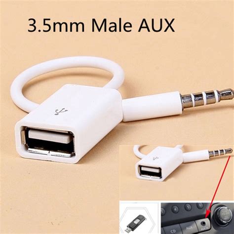 Aliexpress Com Buy New Fashion White Mm Male Aux Cable Audio Plug Jack To Usb Female