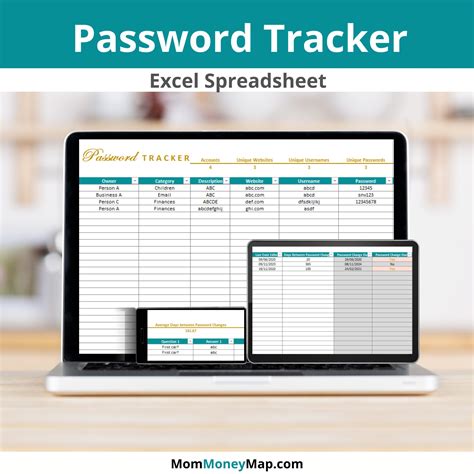 Password Tracker Excel Spreadsheet Organize Your Accounts And Passwords With This Editable