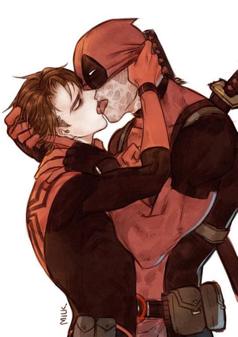 Deadpool X Spiderman Kiss