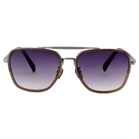 Black And Dark Violet Stainless Steel Aviator Sunglasses In Stock