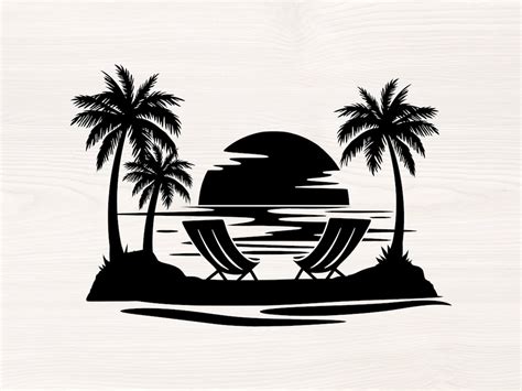 Sunset Beach Scene Svg Png Files For Cutting Machines Digital Clipart