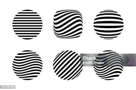 추상 줄무늬 아이콘입니다 원과 사각형 디자인 요소 집합입니다 0명에 대한 스톡 벡터 아트 및 기타 이미지 0명 3차원 형태 검은색 Istock