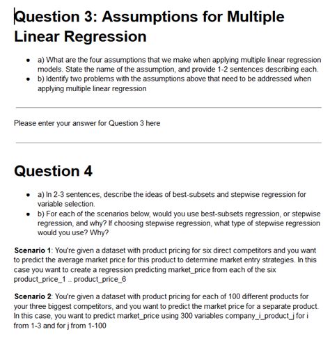 solved question 3 assumptions for multiple linear