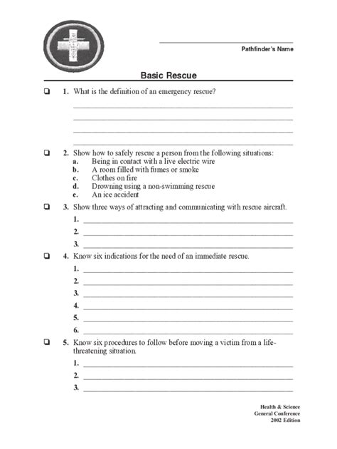 Fillable Online Ay Honorsbasic Rescuerequirements Pathfinder Wiki Fax Email Print Pdffiller
