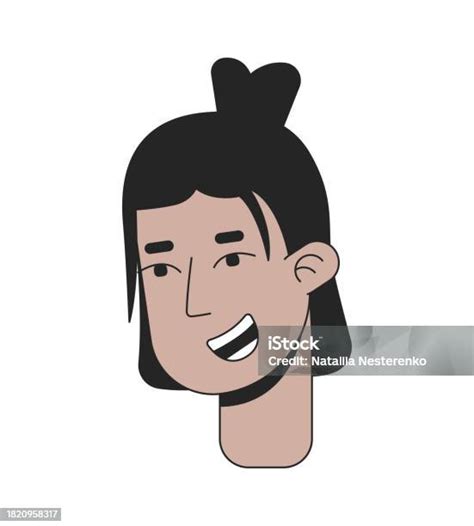 중간 길이의 머리를 가진 라틴 아메리카 남자 2d 선형 만화 캐릭터 머리 2차 도형에 대한 스톡 벡터 아트 및 기타 이미지