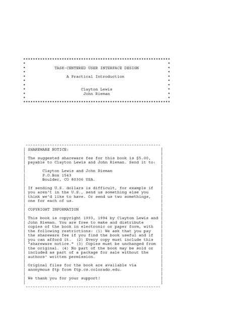 Task Centered User Interface Design Pdf User Interface Usability