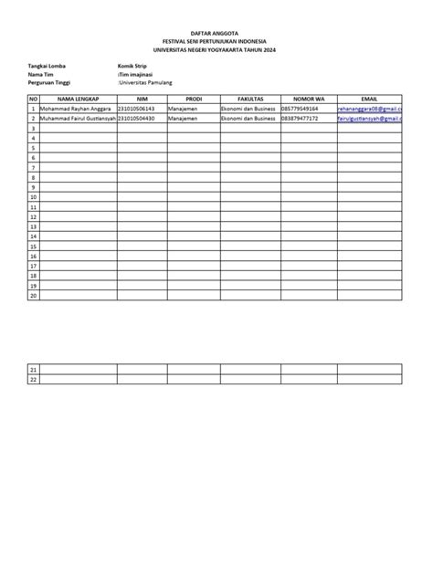Form Data Anggota Fspi 2024 Pdf
