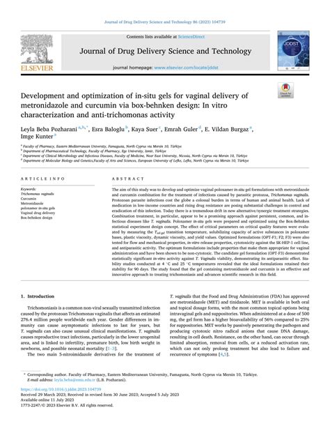 Pdf Development And Optimization Of In Situ Gels For Vaginal Delivery Of Metronidazole And